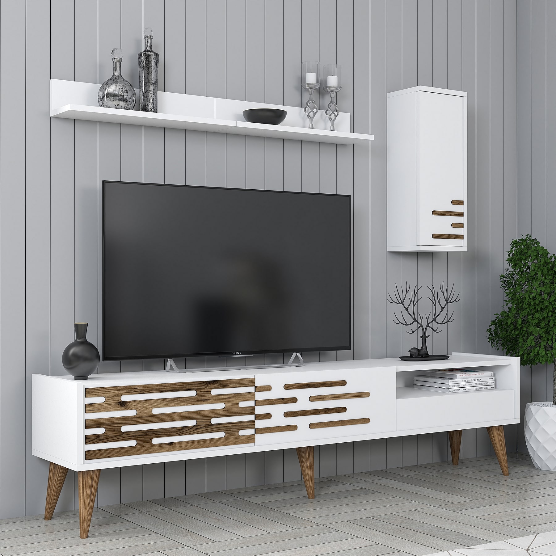 Variant Valensiya Tv Ünitesi Ve Orta Sehpa Takımı - Beyaz / Beyaz